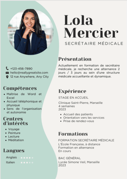 Exemple de CV de Secrétaire Médicale - L'École Française