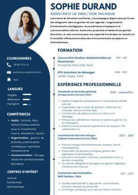 Exemple CV assistante de direction