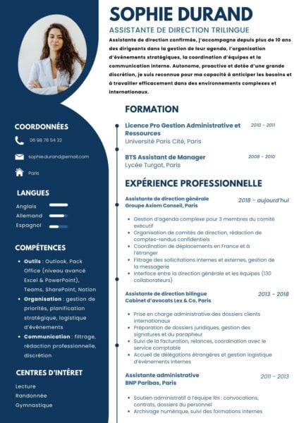 Exemple CV assistante de direction